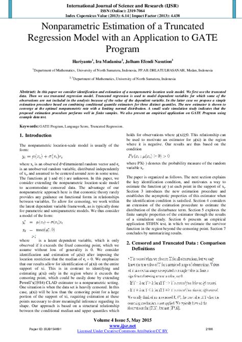 Nonparametric Estimation Of A Truncated Regression Model With An Application To Gate Program