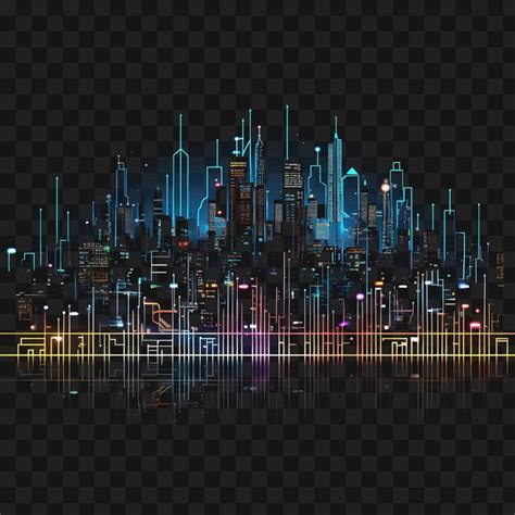 Premium Psd Psd Of Neon City Grid Borderline Design Neon Lines Style