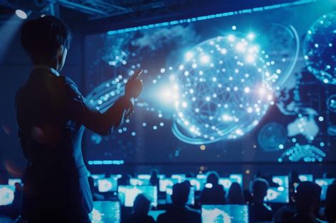 Premium Photo Innovative Tech Leader Interfacing With A Holographic