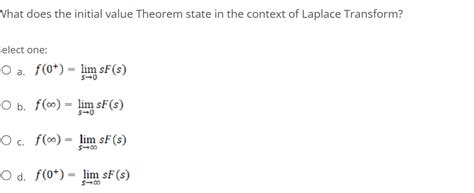What Does The Initial Value Theorem State In The Context Of Laplace Trans