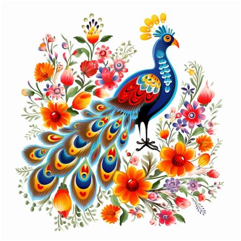 There Is A Colorful Peacock Sitting On A Flowered Branch Generative Ai Premium Ai Generated Image