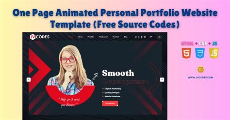 One Page Animated Personal Portfolio Using Html Css And Javascript