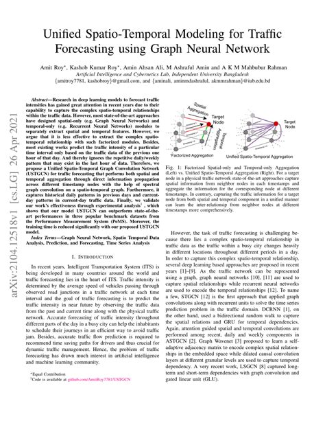 Pdf Unified Spatio Temporal Modeling For Traffic Forecasting Using