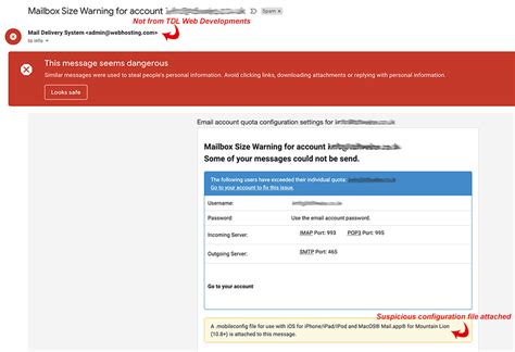 Scam Alert Mailbox Quota Exceeded Tdl Web Developments