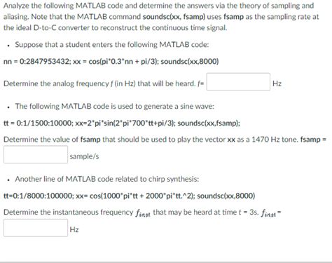 Solved Analyze The Following Matlab Code And Determine The