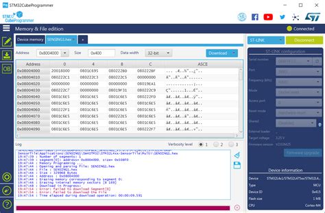 Stm32cubeprog Failed To Download Fp Ai Sensing1 Stmicroelectronics