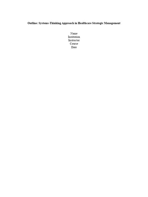 Outline Systems Thinking Approach In Healthcare Strategic Management