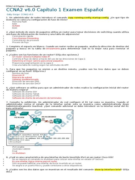 Ccna2 V6 0 Capítulo 1 Exam Pdf Enrutador Computación Dirección Ip