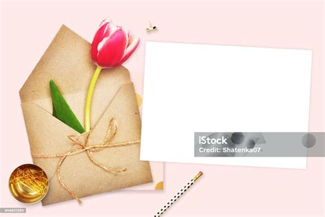 편지지와 봉투 핑크 배경에 고립 현대적인 배경입니다 당신의 사진 또는 텍스트 및 작업에 대 한 모형입니다 여자 바탕 화면 템플릿 카드입니다 플랫이 하다 빈 N N 오픈 봉투