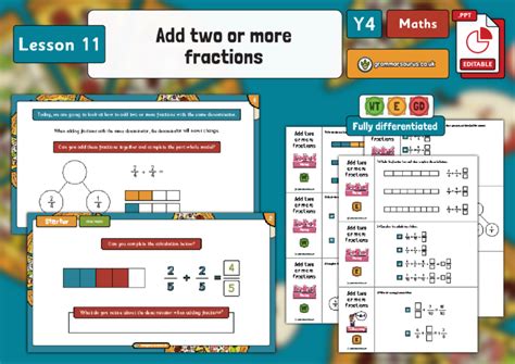 Year 4 Fractions Add Two Or More Fractions Lesson 11 Grammarsaurus