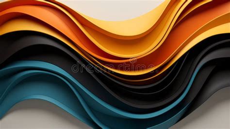 Abstract 3d Wave Background With Orange Blue And Black Colors Stock