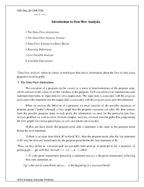 3 1 Compiler Design Cd Notes Ii 1 → I Introduction To Date Flow