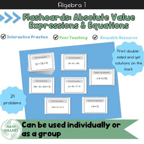 Absolute Value Equations And Expressions Flashcards Solve And Simplify