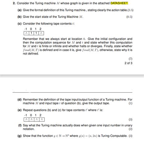 solved 2 consider the turing machine m whose graph is given