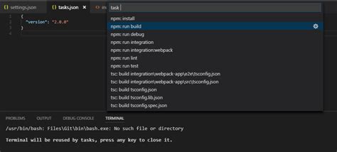 can t run tasks on git bash integrated terminal on windows · issue 23396 · microsoft vscode