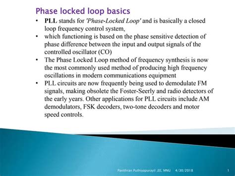 Phase Locked Loop Pll Pptx