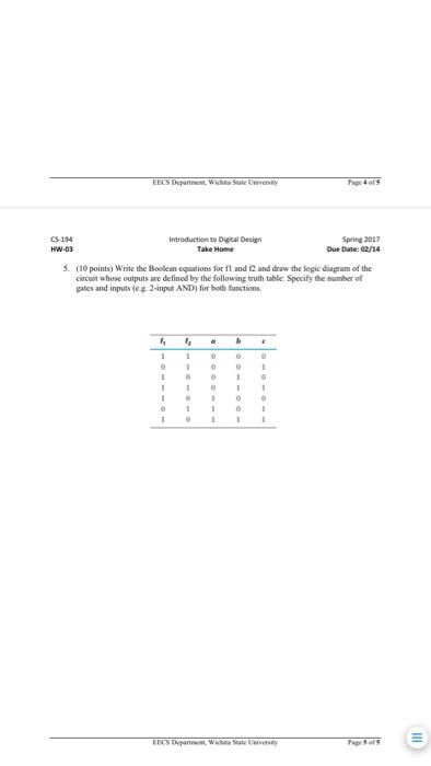 solved write the boolean equations for f1 and f2 and draw