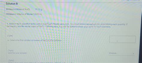 Solved Pts B Determine The Number Of Moles Of All Chegg Com
