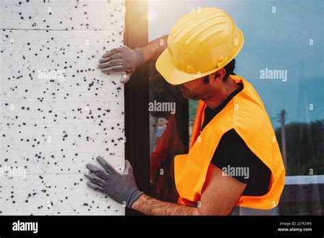 Polystyrene Thermal Cladding For Energy Saving On A Construction Site Stock Photo Alamy