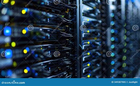 Server Room Equipment Blinking Lights In Data Center Stock Image Image Of System