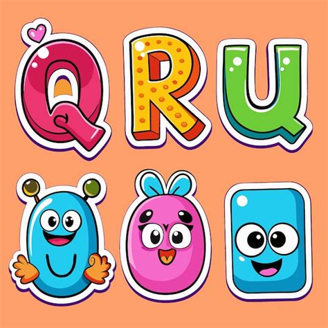 귀여운 숫자와 글자 스티커 프리미엄 Ai 생성 벡터