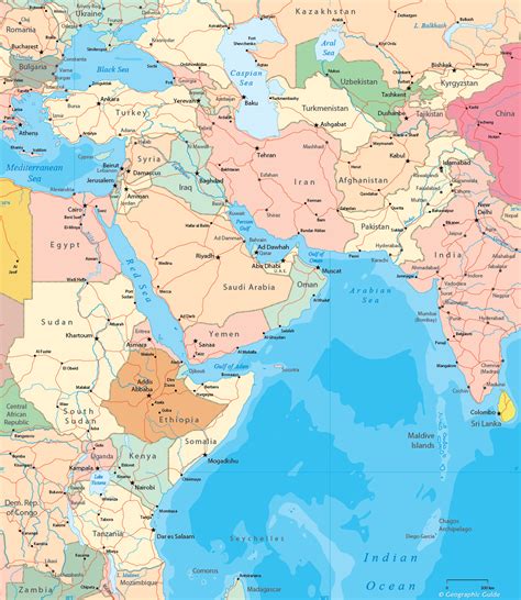 Central And South West Asia Political Map