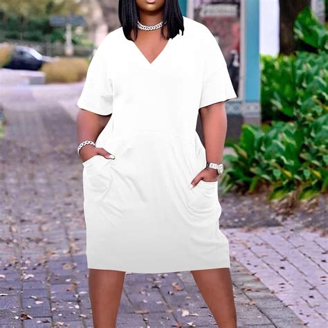 Casual White Dresses Plus Size