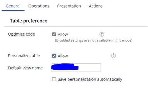 Selecting Optimize Code In Table Setting Making Existing Value Empty