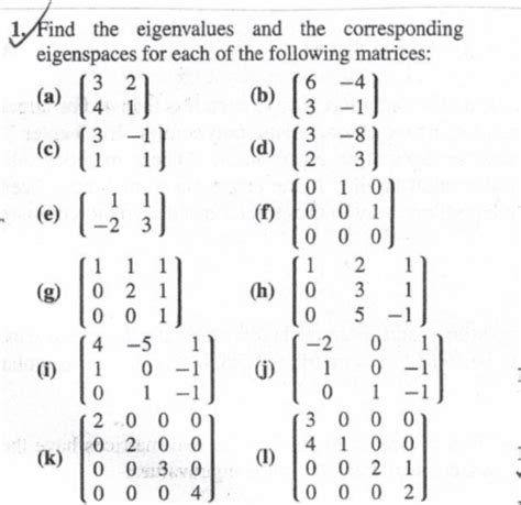 Solved Find The Eigenvalues And The Corresponding Chegg