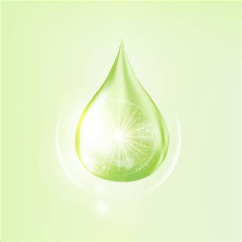 Green Serum Drop For Beauty And Cosmetic Concept Premium Vector