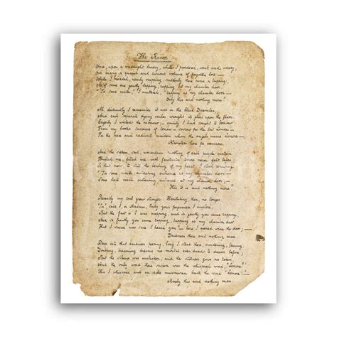 Printable The Raven Edgar Allan Poe Poem Handwriting Manuscript Page
