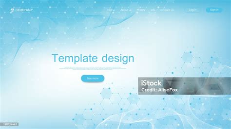 의료 방문 페이지 템플릿 디자인 추상 적인 건강 관리 배너 템플릿 육각형으로 과학적 배경을 부수다 혁신 패턴 벡터 그림입니다 0명에 대한 스톡 벡터 아트 및 기타 이미지