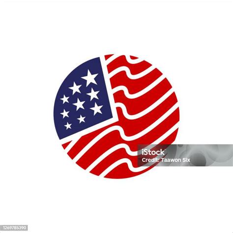 레드 블루 스타와 줄무늬 미국 플래그 로고 디자인 미국 플래그 요소 벡터 아이콘 템플릿 7월에 대한 스톡 벡터 아트 및 기타 이미지 7월 국가 관광명소 군사 Istock
