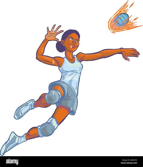 Cartoon Girl Volleyball Player