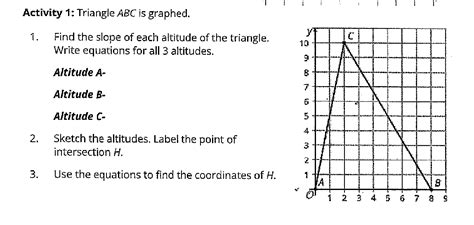 solved 1 1 activity 1 triangle abc is graphed 1 find the slope of each altitude of the tria