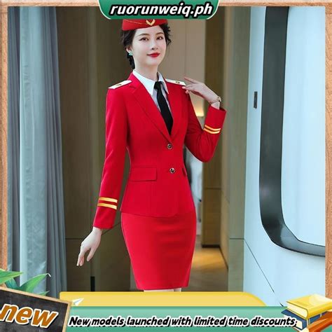 2023 Spring Autumn Flight Attendant Stewardess Suit Uniform Professional Wear Sales Building