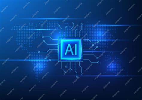 세계 지도에 있는 인공지능 은 Ai 기술을 보여준다 프리미엄 벡터
