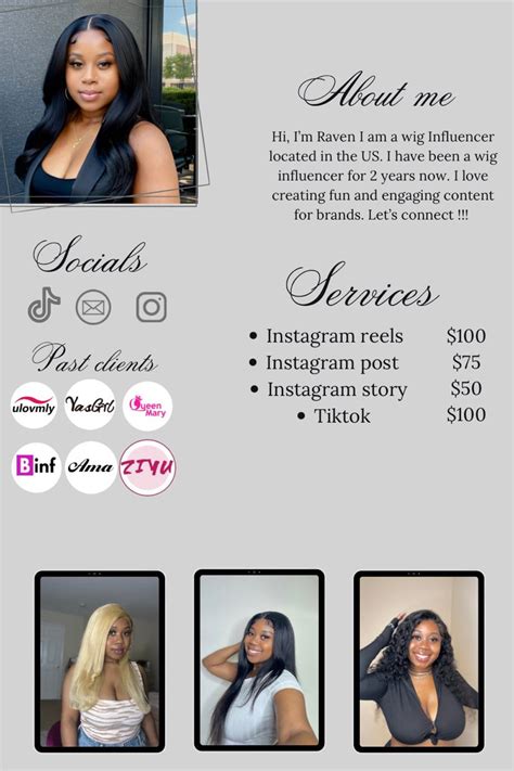 Influencer Rate Card Example Social Media Marketing Instagram Social