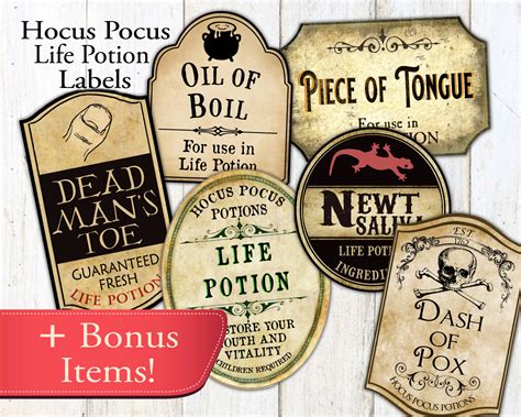 Witchs Potion Labels Printables