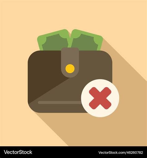 failed wallet icon flat error card royalty free vector image