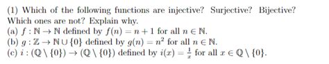 Solved 1 Which Of The Following Functions Are Injective