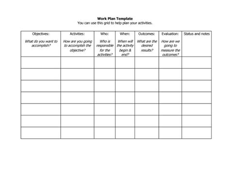 Work Plan 40 Great Templates And Samples Excel Word Templatelab