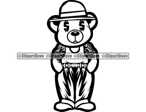 Gangster Teddy Bear Dollar Sign Eyes Svg Design Chicano Cholo Gang