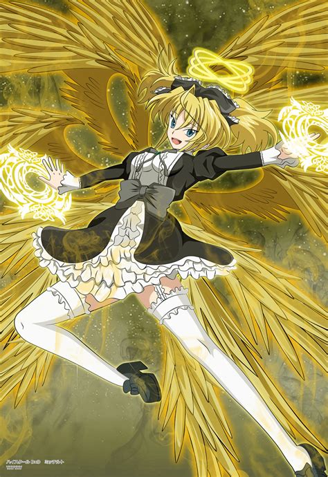 Safebooru 1girl Angel Wings Bird Wings Blonde Hair Blue Eyes Bow