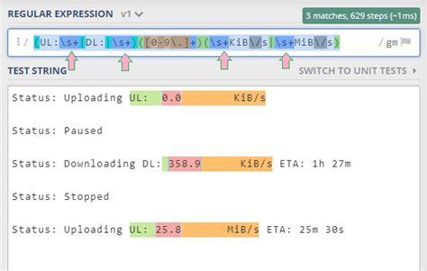 Perl Regex For Matching And Extracting Ul And Dl Speeds Into Variables