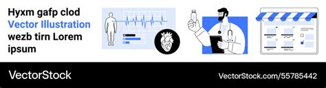 Healthcare Analysis With Medical Professional Ekg Vector Image