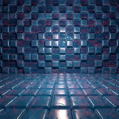 Premium Photo 3d Rendering Of Glowing Blue Brick Wall And Undulating
