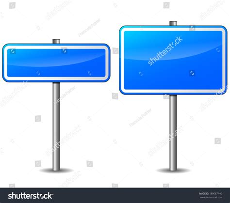 Vector Illustration Blue Rectangular Road Signs Stock Vector Royalty