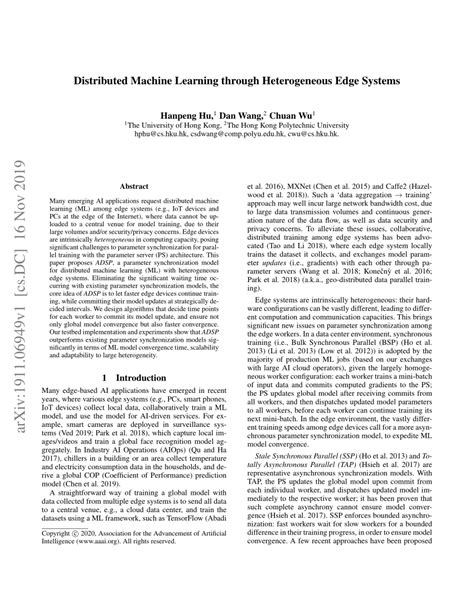Pdf Distributed Machine Learning Through Heterogeneous Edge Systems