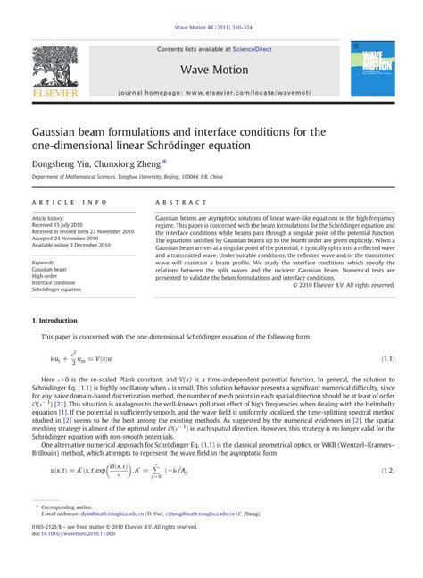 Pdf Gaussian Beam Formulations And Interface Conditions For The One
